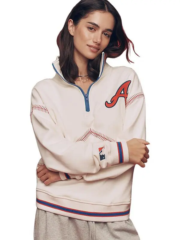Terez Cotton Mlb Quarter-zip Sweatshirt - Braves