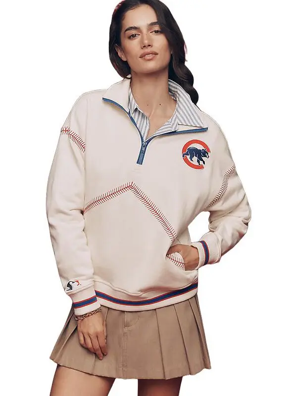 Terez Cotton Mlb Quarter-zip Sweatshirt - Cubs