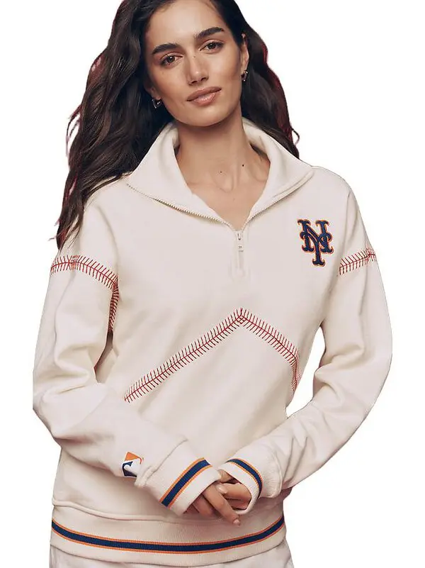 Terez Cotton Mlb Quarter-zip Sweatshirt - Mets