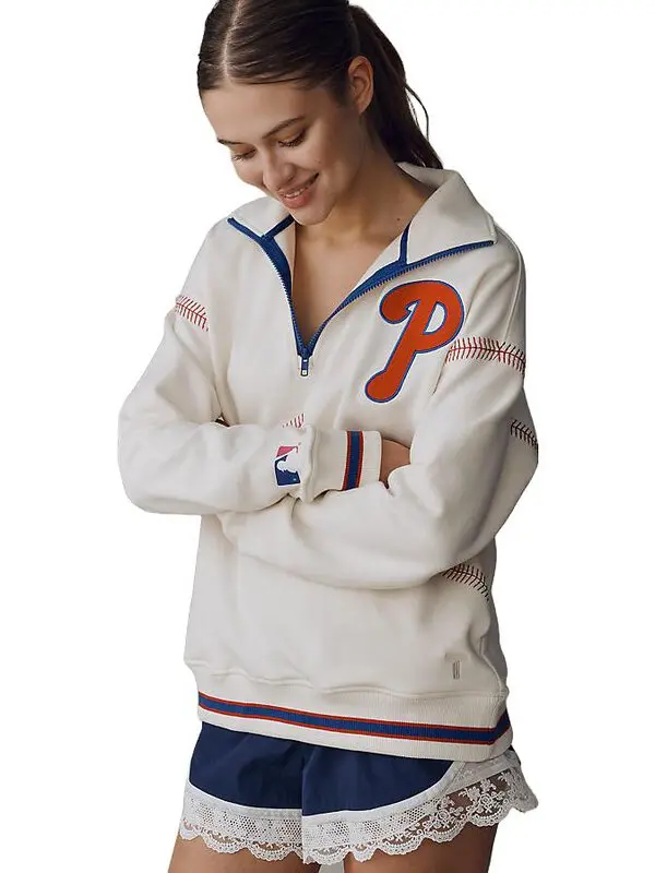 Terez Cotton Mlb Quarter-zip Sweatshirt - Phillies