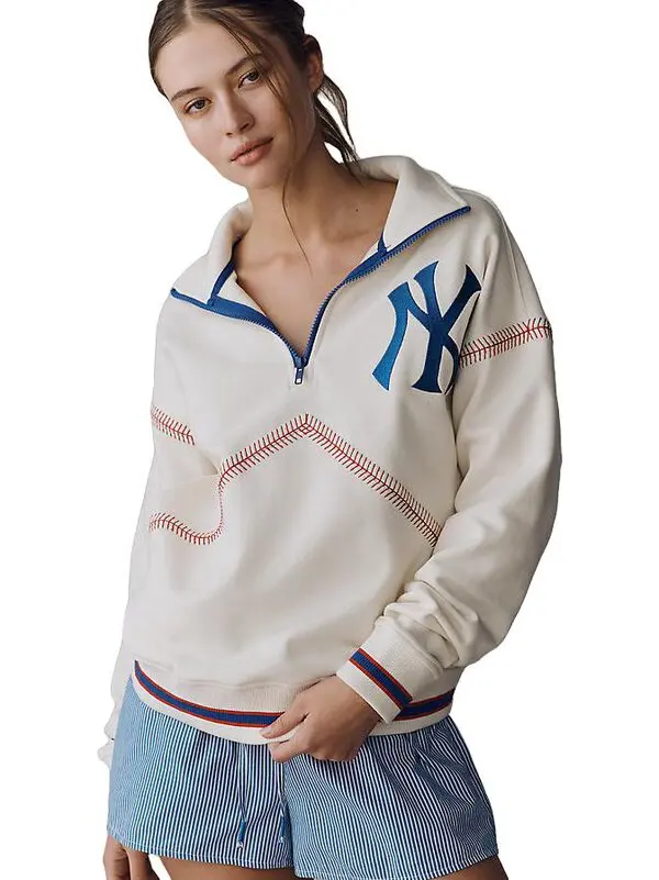 Terez Cotton Mlb Quarter-zip Sweatshirt - Yankees