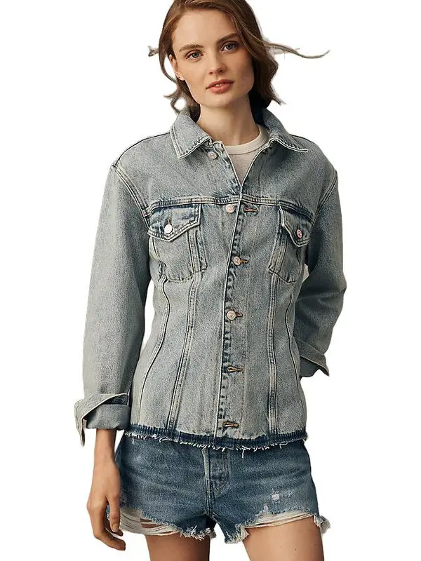 7 For All Mankind Cinched Denim Jacket - Light Denim