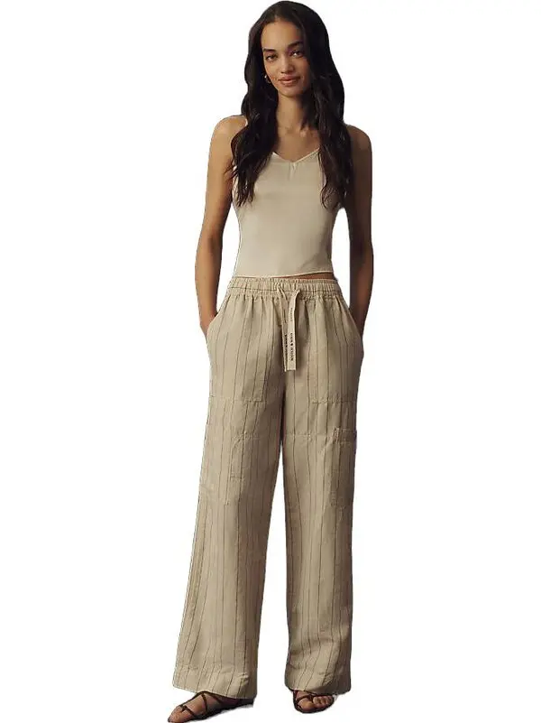 Scotch & Soda Cotton Linen Wide-leg Pants - Fog
