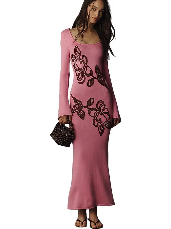 THE WOLF GANG Keiko Long-sleeve Maxi Dress - Pink