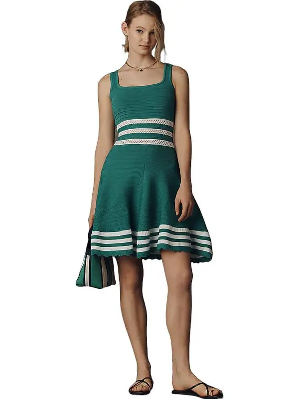 Maeve Sleeveless Square-neck A-line Sweater Dress - Green