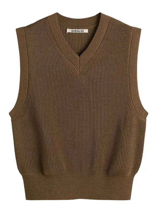 Auralee Rib Knit Vest - Light Brown