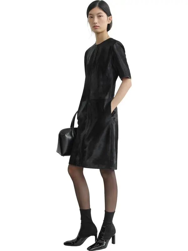 TOTEME Leather T-shirt Dress - Black