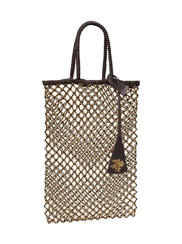 Tory Burch Small Handwoven Chain Mesh Tote - Dark Brown/gold