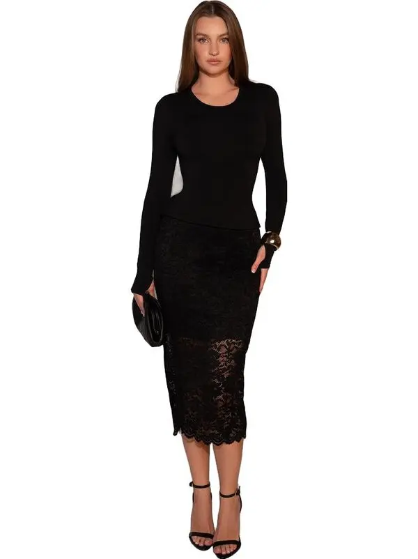 TA3 Shaping Midi Skirt - Lace Black
