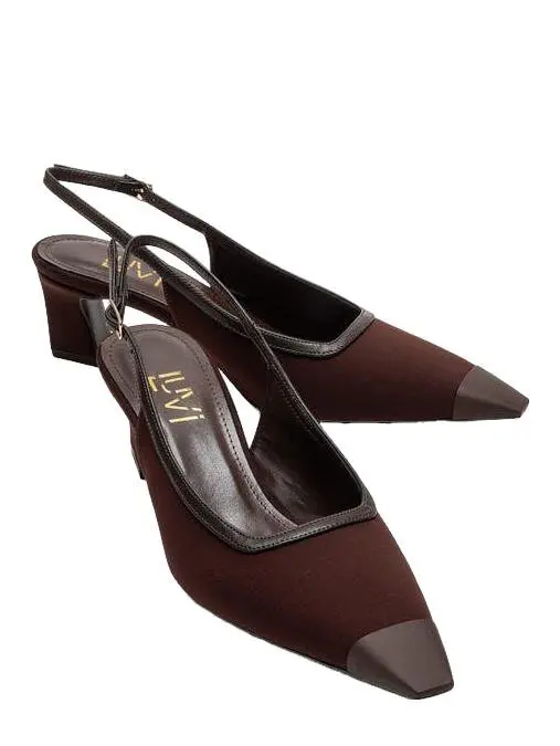 PROLOGUE SHOES Hilda Block Heel Pump - Brown