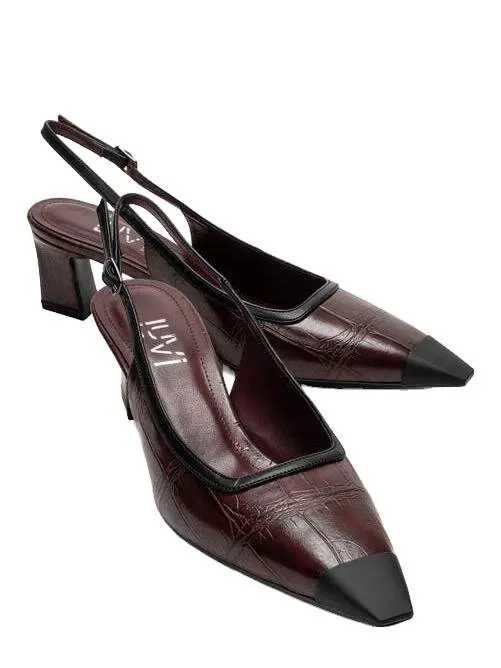PROLOGUE SHOES Hilda Block Heel Pump - Burgundy Print