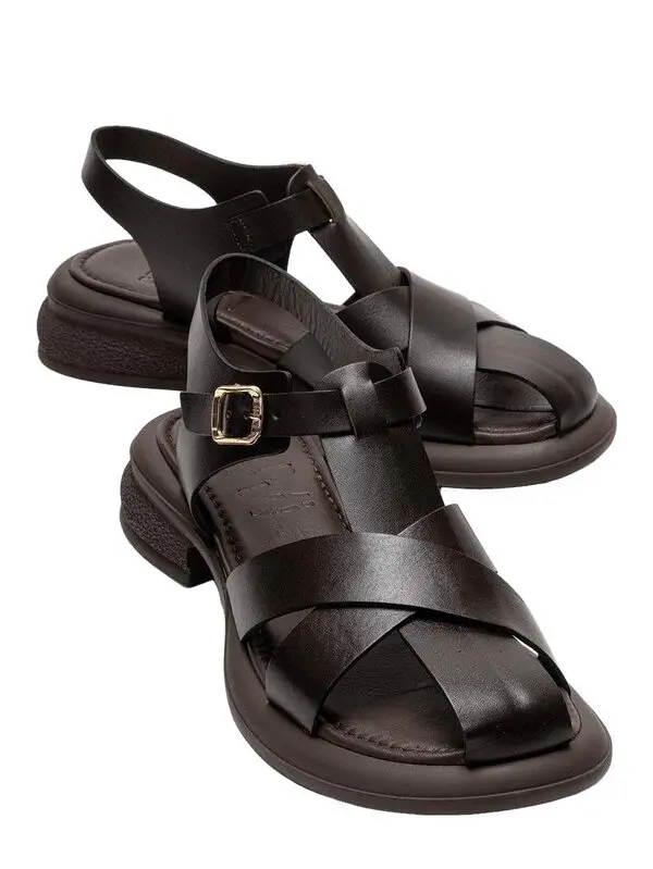 FOREVER & ALWAYS SHOES Leather Sandal - Brown