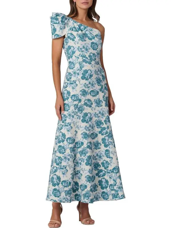 Shoshanna Midnight Floral Jacquard Lolla Dress - Blue/ivory