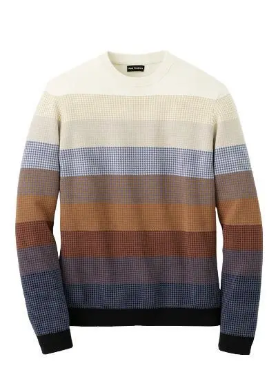 PAUL FREDRICK Cotton Crewneck Long Sleeve Pullover - Multi