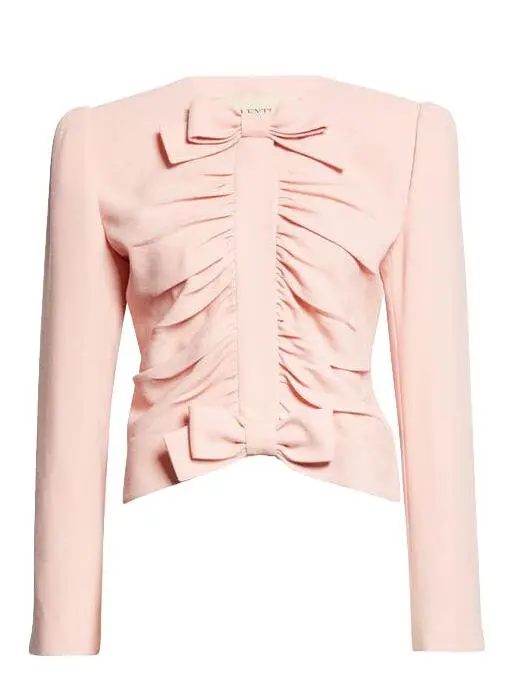 Valentino Garavani Bow Detail Lightweight Wool Crop Jacket - Rose