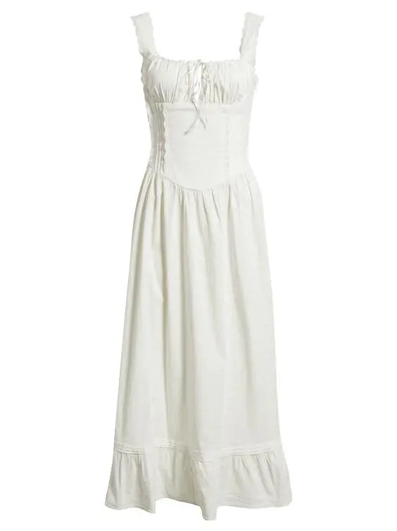 BDG URBAN OUTFITTERS Gabriette Lace Trim Maxi Dress - White