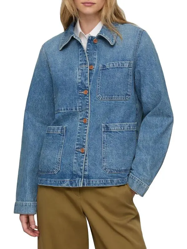 Lafayette 148 New York Patch Pocket Denim Jacket - Faded Skyline