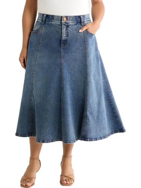 Wit & Wisdom Denim A-line Skirt - Blue Artisanal