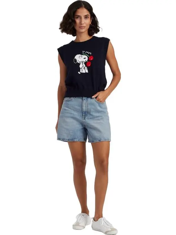 Chinti & Parker Cotton Snoopy Cherry Tank - Blue