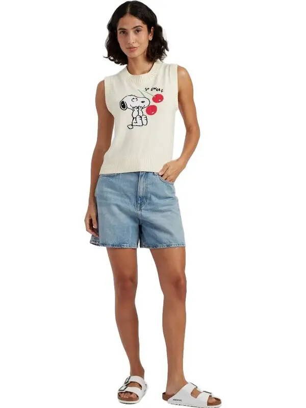Chinti & Parker Cotton Snoopy Cherry Tank - Cream