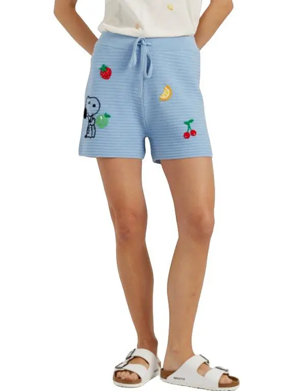 Chinti & Parker Cotton Crochet Snoopy Shorts - Light Blue