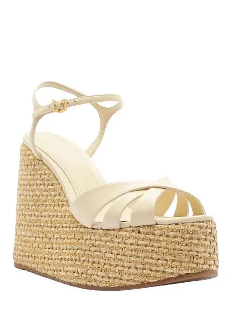 Schutz Keefa Platform Wedge Ankle Strap Sandal - Egg Shell