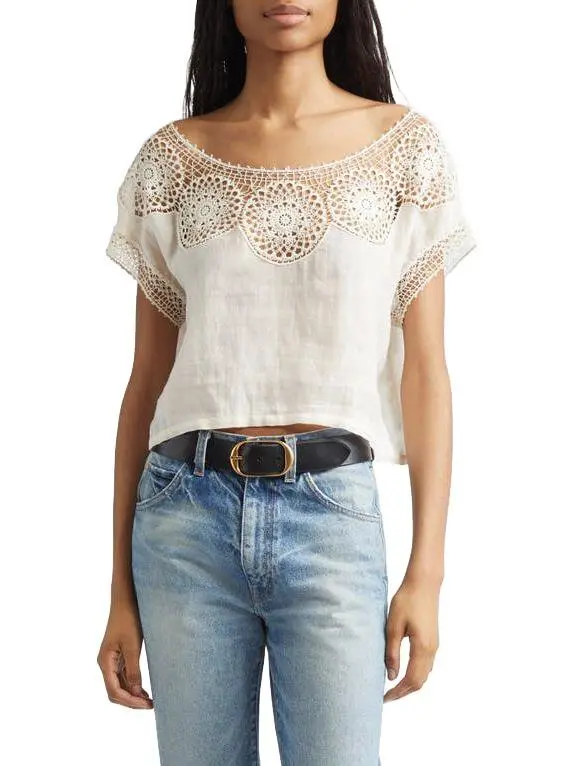 NILI LOTAN Caila Crochet Crop Top - Ivory