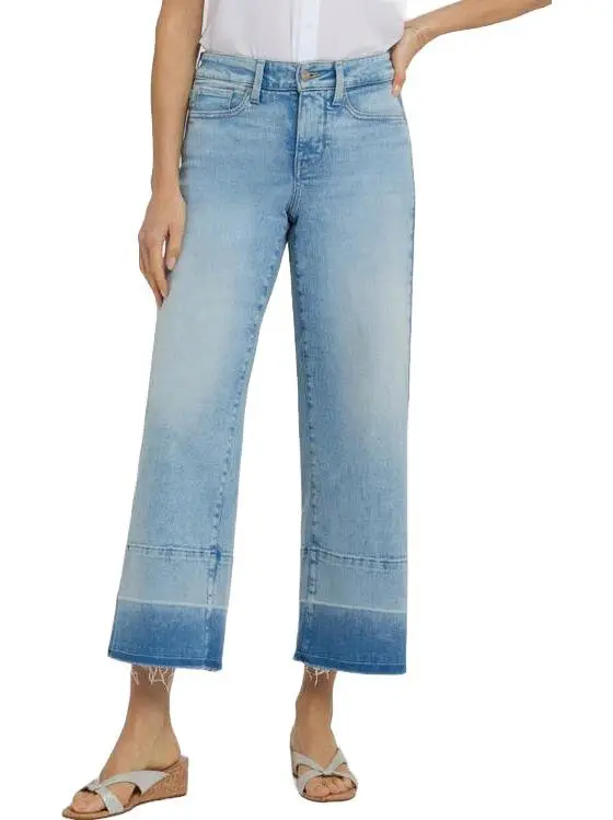 NYDJ Teresa Raw Hem Wide Leg Ankle Jeans - Oasis Sand