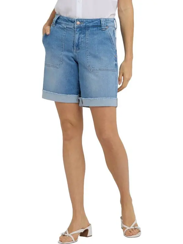 NYDJ Relaxed Fit Cuffed Denim Shorts - Distressed Vista Lakes