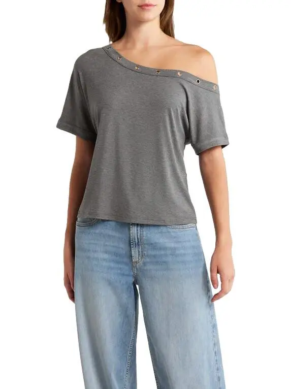 PACSUN Grommet One-shoulder Top - Gray