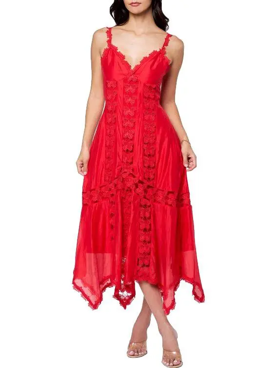 CIEBON Cusia Embroidered Sleeveless Maxi Dress - Red
