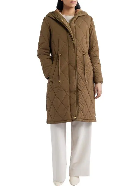 Donna Karan New York Quilted Hooded Coat - Beech