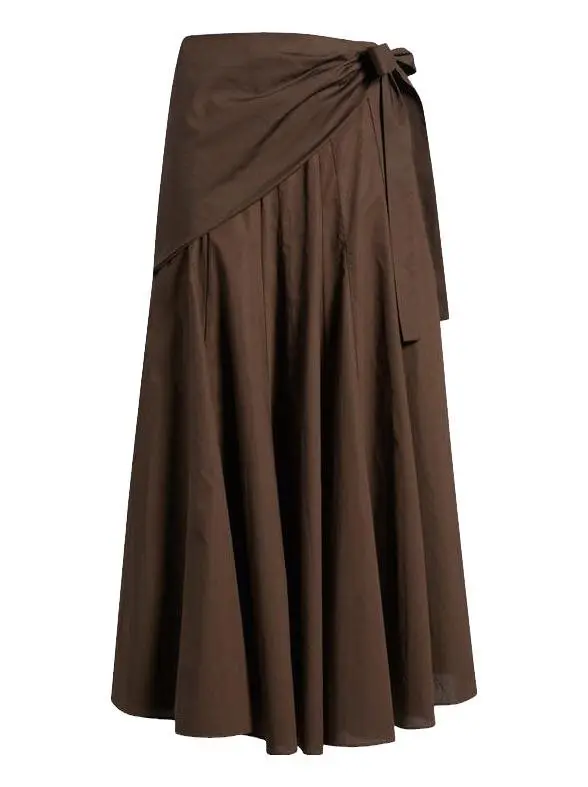 Mango Falda Milos Faux Wrap Cotton Skirt - Chocolate