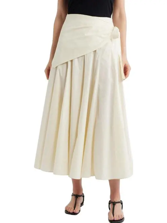 Mango Falda Milos Faux Wrap Cotton Skirt - Off White