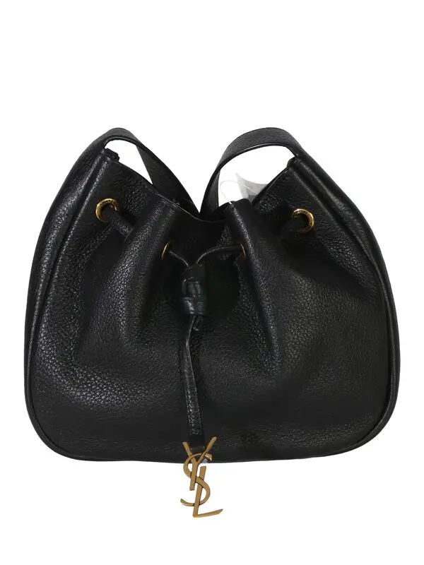 Saint Laurent Grained Calfskin Paris Vii Mini Flat Hobo - Black