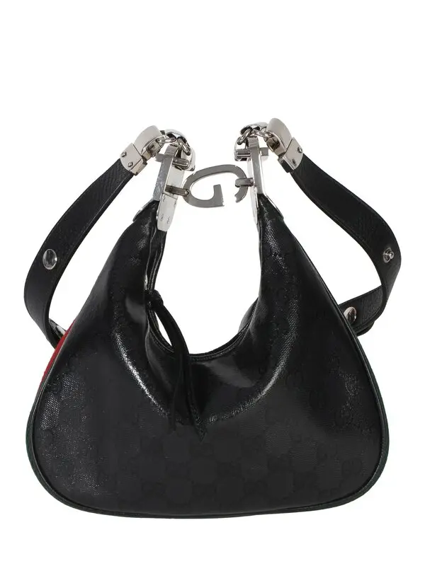 Gucci Gg Crystal Coated Canvas Attache Crossbody Bag - Black