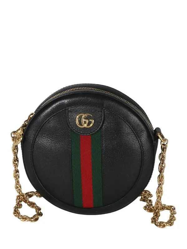 Gucci Grained Calfskin Mini Ophidia Round Bag - Black
