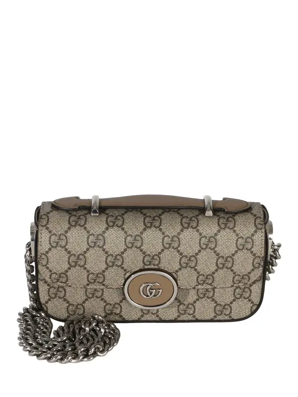 Gucci Gg Supreme Top Handle Shoulder Bag - Brown
