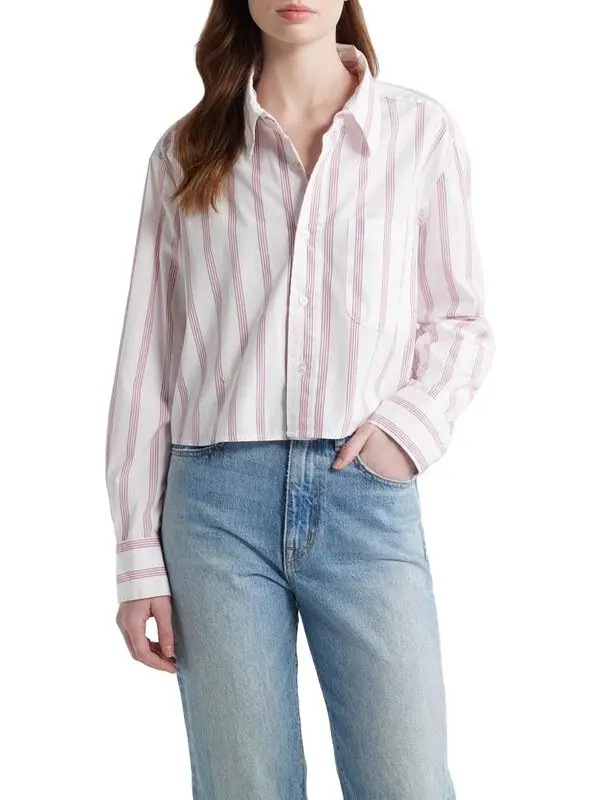 CISSA Stripe Asymmetric Cotton Shirt - Pelicano Stripe