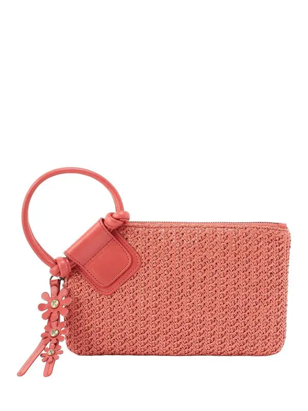 Hobo Sable Straw And Leather Wristlet - Wild Rose Woven Straw