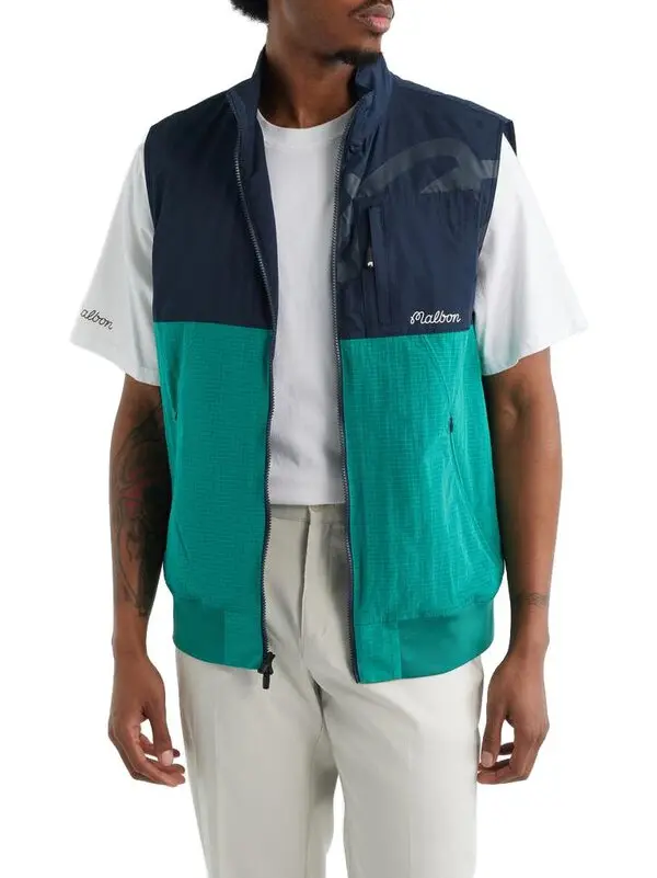 MALBON Finca Hybrid Vest - Black/marine Green