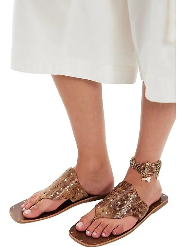 Seychelles Secrets Studded Sandals - Tan Distressed Leather