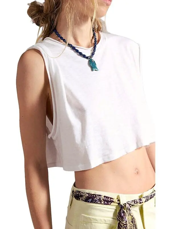 Free People We The Free Cropped Boxy Tank Top - Clean Ivory