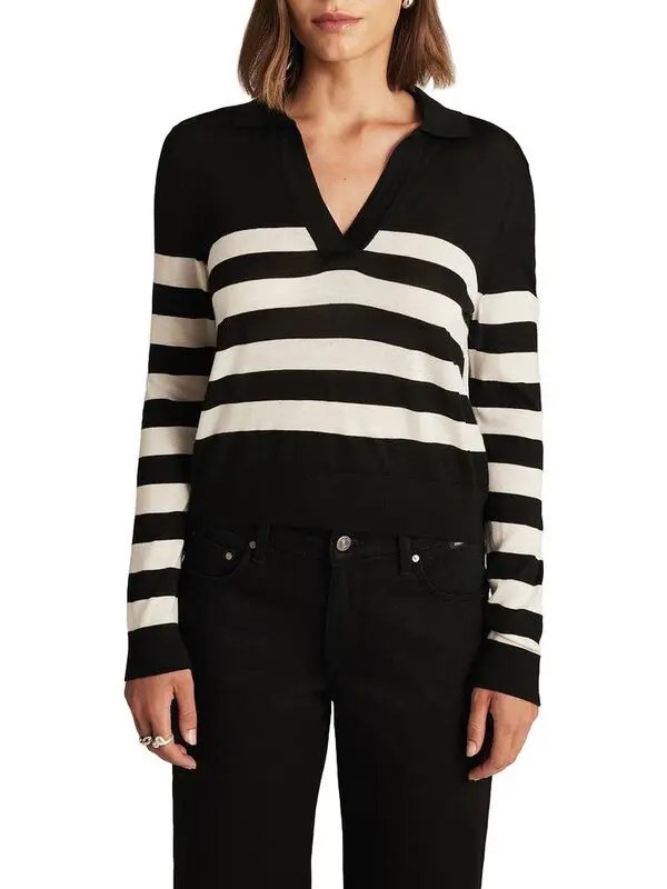 MAVI Stripe Polo Sweater - Black Stripe
