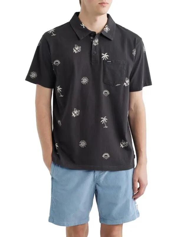 Rip Curl Sessions Cotton Pocket Polo - Washed Black