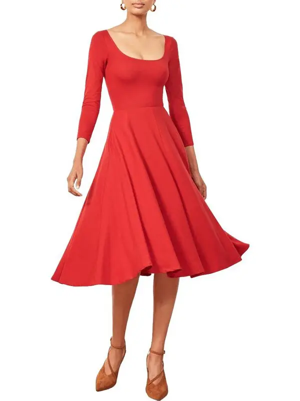 REFORMATION Lou Midi Dress - Cherry