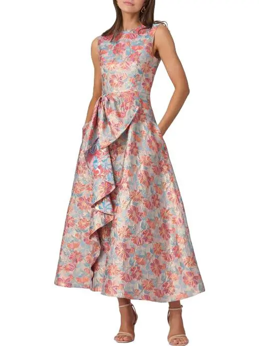 Shoshanna Midnight Vineyard Floral Jacquard Lena Dress - Coral Multi