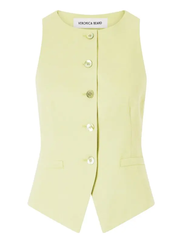 Veronica Beard Hartwell Linen-blend Twill Vest - Green