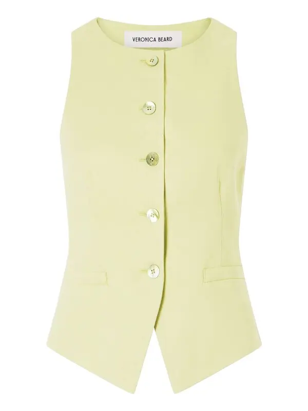 Veronica Beard Hartwell Linen-blend Twill Vest - Light Green