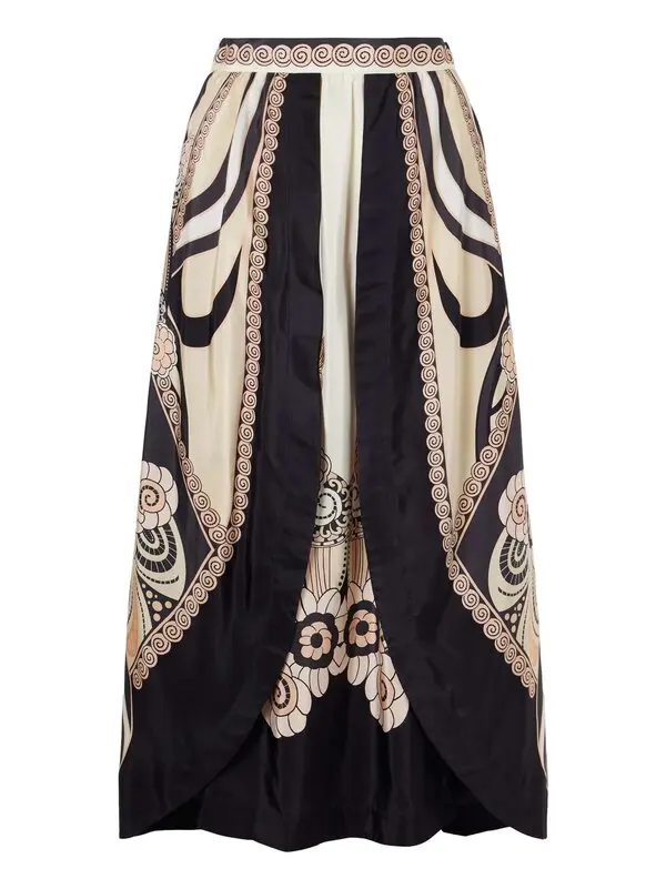 La DoubleJ Printed Silk-voile Maxi Skirt - Cream